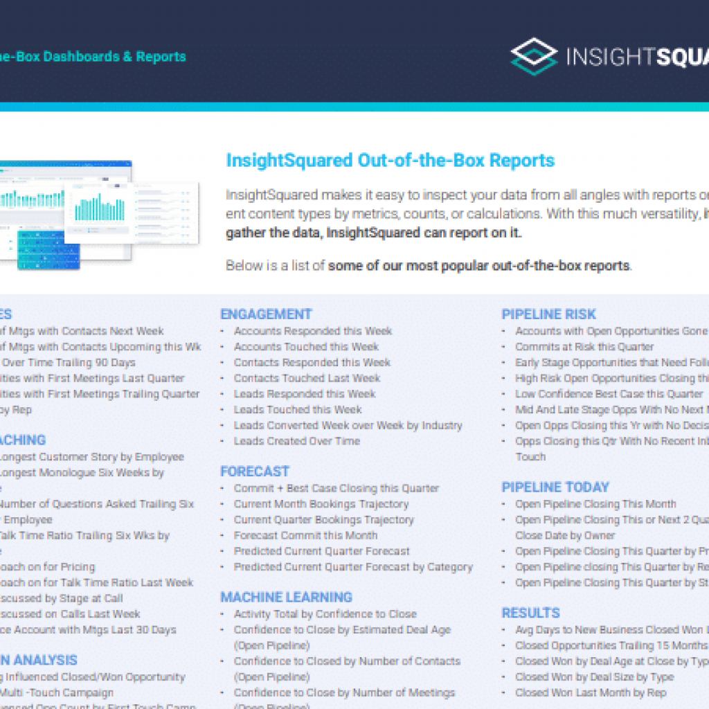 Out of the Box Dashboards Report - InsightSquared